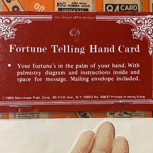 Vintage Palmistry Fortune Telling Hand Card - Etsy