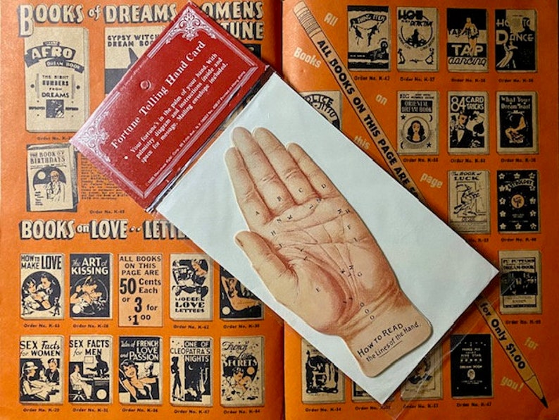 Vintage Palmistry Fortune Telling Hand Card - Etsy