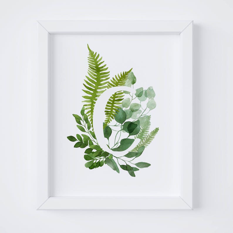 Leaf Wall Art Print, Plant Art, Botanical Decor, Printable Letter ...