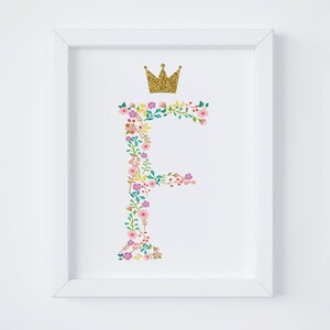 Crown Letter Princess Printable Printable Wall Art Nursery - Etsy