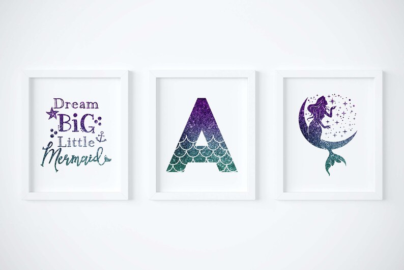 Mermaid Printable Set Mermaid Prints Printable Letter - Etsy
