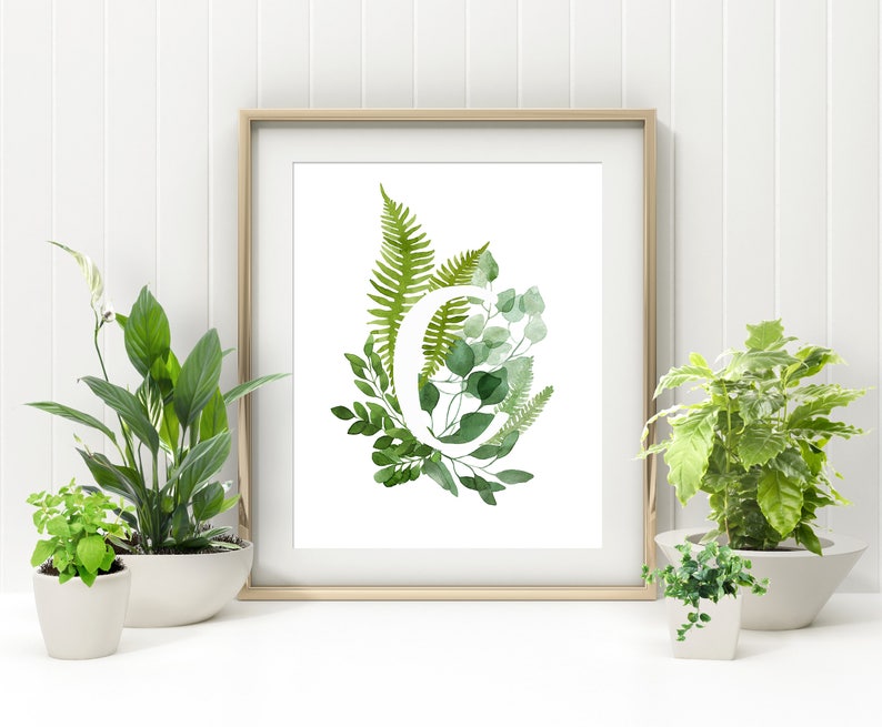 Leaf Wall Art Print, Plant Art, Botanical Decor, Printable Letter ...