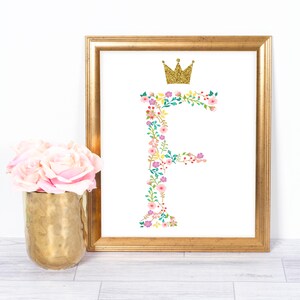 Crown Letter Princess Printable Printable Wall Art Nursery - Etsy