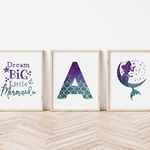 Mermaid Printable Set Mermaid Prints Printable Letter - Etsy
