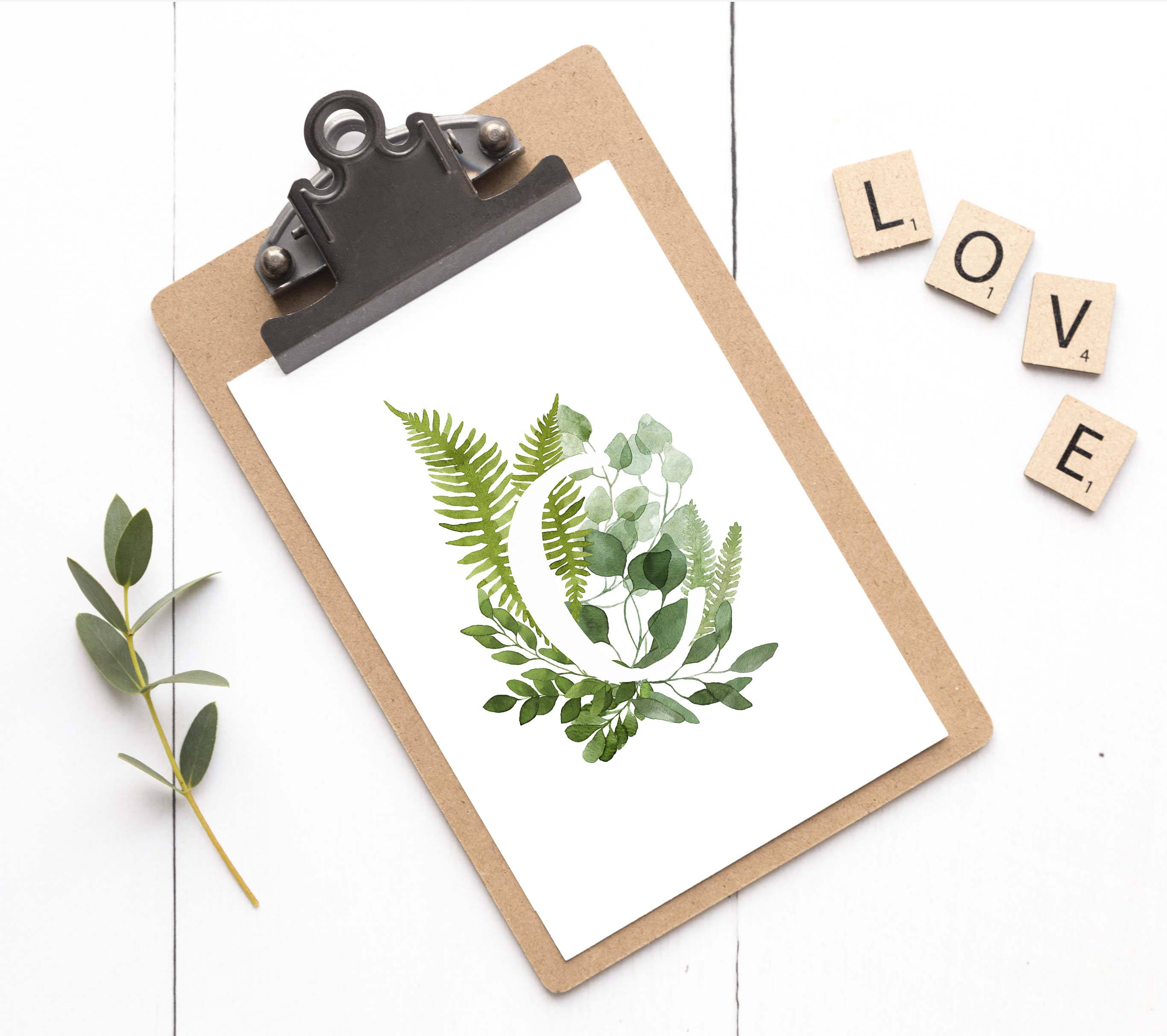 Leaf Wall Art Print, Plant Art, Botanical Decor, Printable Letter ...