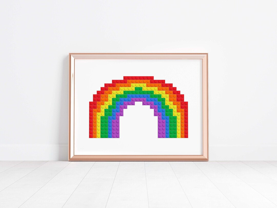 Rainbow Printable, Rainbow Wall Art, Building Bricks Art, Building ...