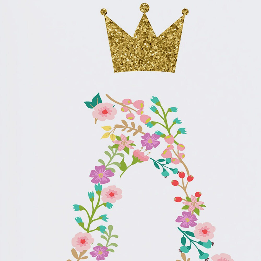 Princess Printable Floral Crown Printable Princess Nursery - Etsy