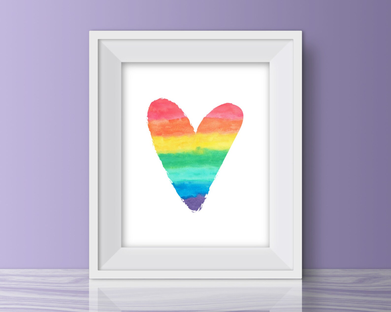 Rainbow Heart Watercolor Printable Valentine Heart Nursery | Etsy