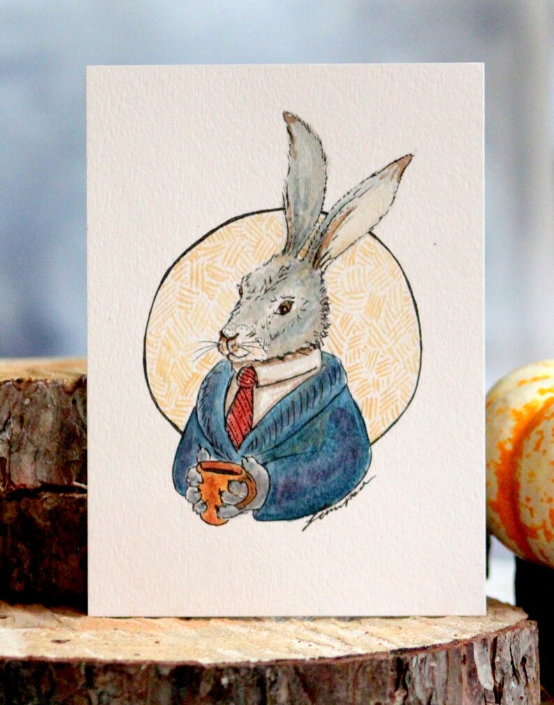 The Hare and His Tea print 5x7 - Etsy
