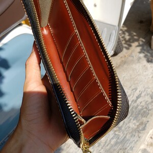 Handmade Leather Long Purse With Zipper. Handmade Leather Purse. Red ...