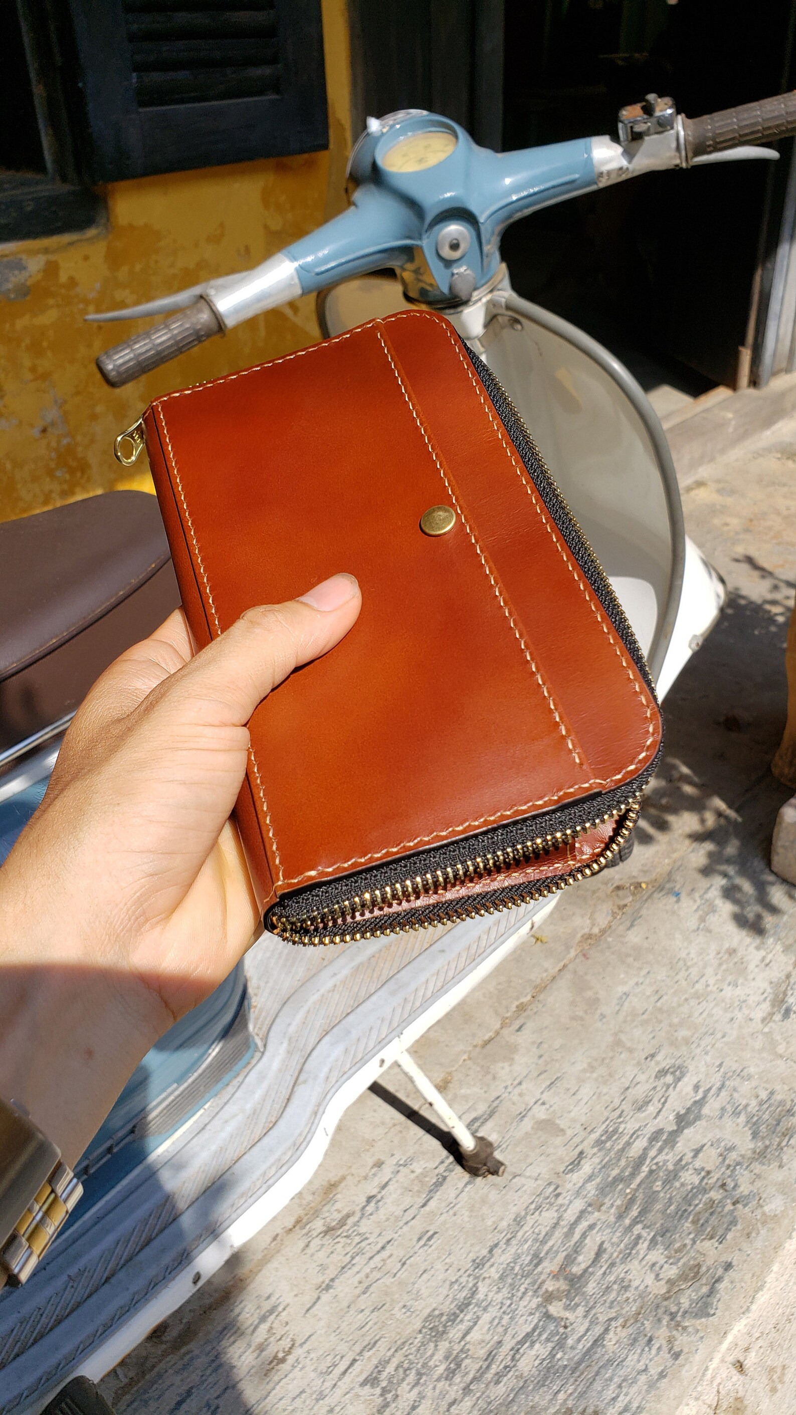 Handmade Leather Long Purse With Zipper. Handmade Leather Purse. Red ...
