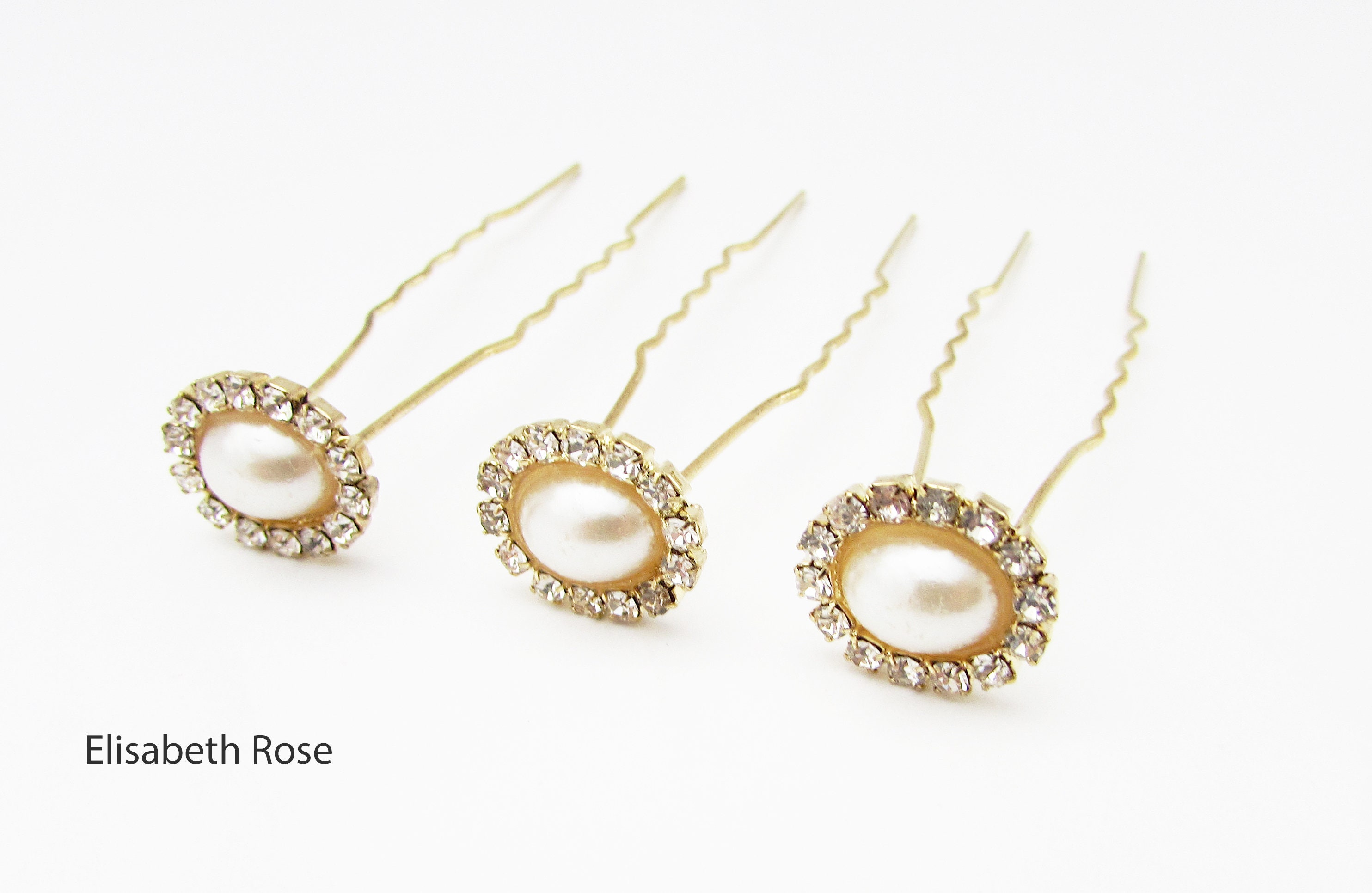 Set of 3 Pearl Hair Pins Gold Pearl Wedding Hair Pins 3 Gold - Etsy