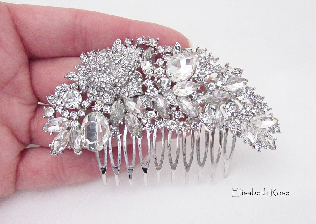Rhinestone and Crystal Wedding Hair Comb, Sparkly Hair Jewellery for ...