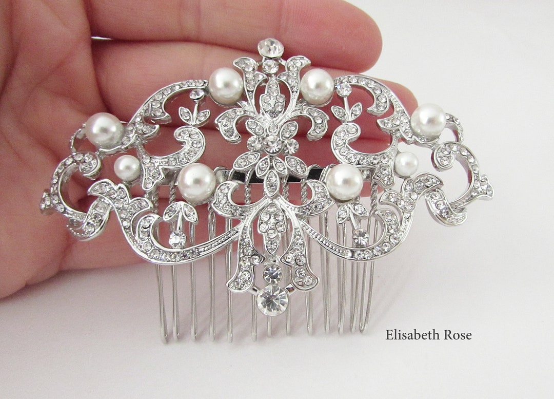 Antique Style Pearl Hair Comb for Bride, Princess Hair Comb, Hair Piece ...