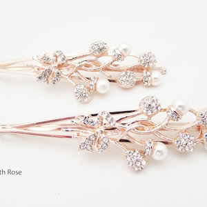Rose Gold Floral Style Hair Clips, Set of 2 Hair Clips for Bride ...