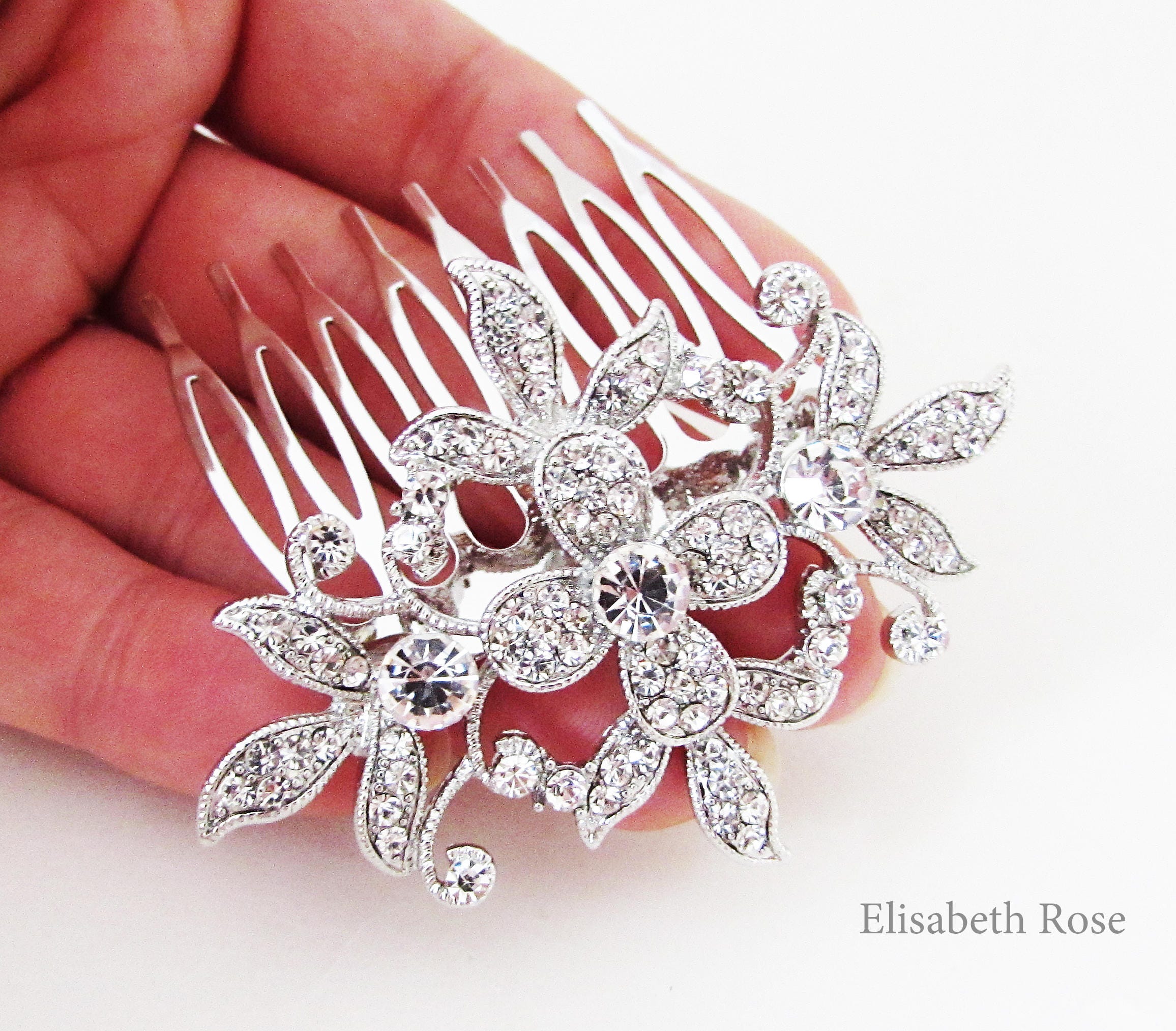 Small Silver Decorative Hair Comb Silver Rhinestone Hair | Etsy