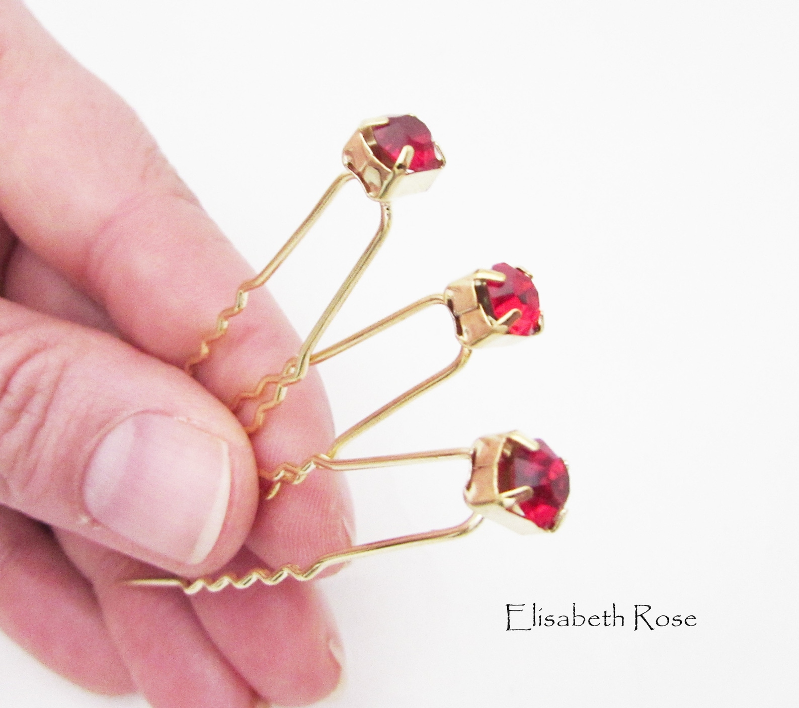 Set of 3 Red Hair Pins Red Wedding Hair Pins 3 Hair Pins - Etsy UK