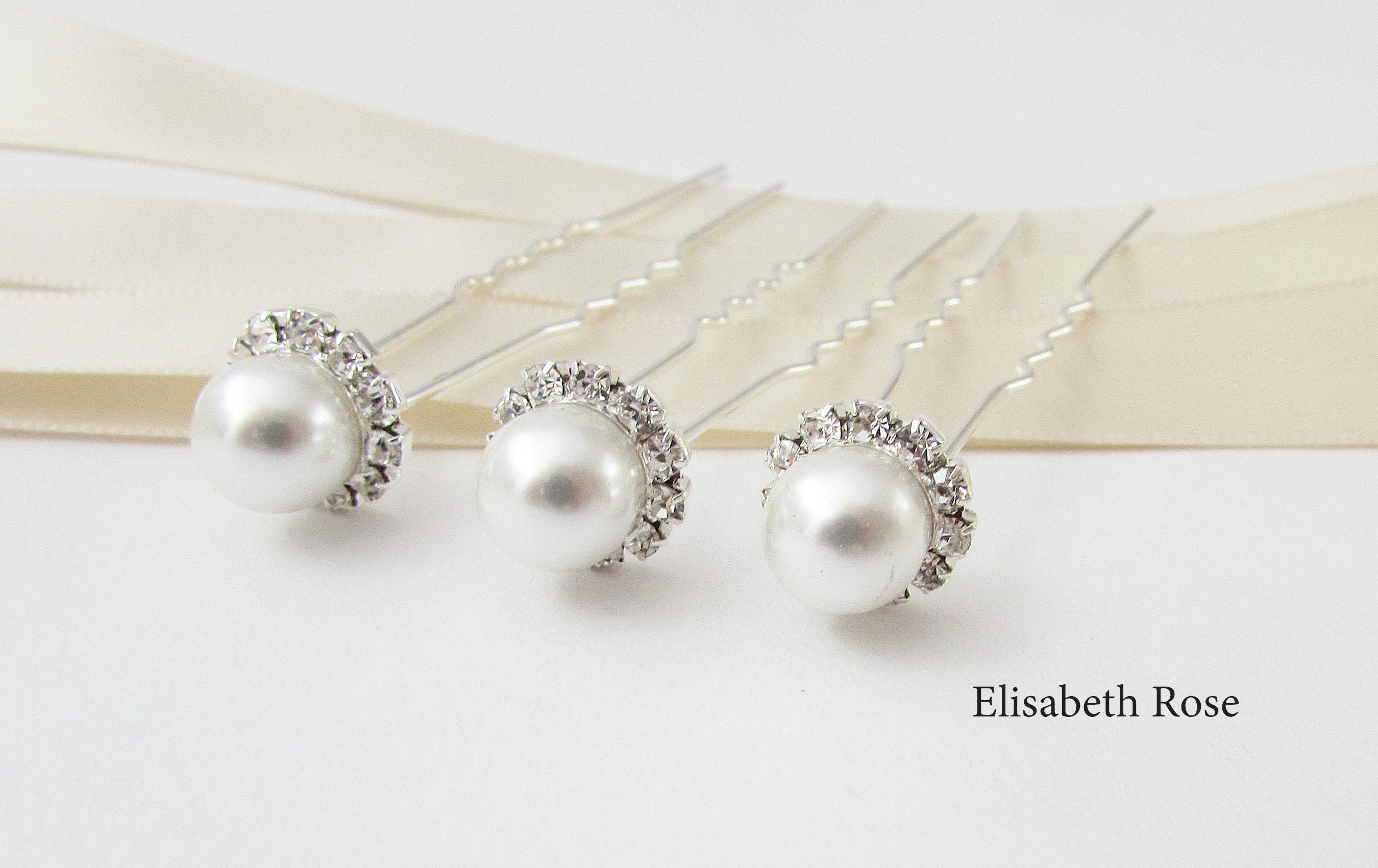 Set of 3 Pearl Hair Pins Pearl Wedding Hair Pins 3 Hair | Etsy