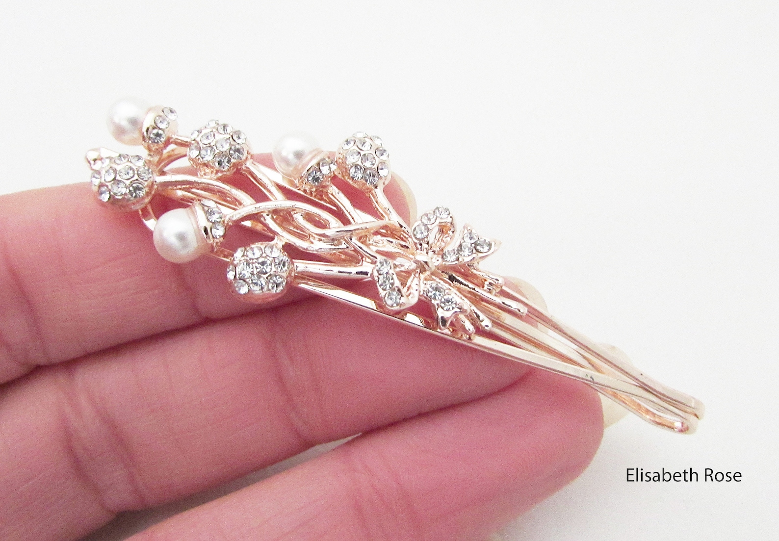 Rose Gold Floral Style Hair Clips Set of 2 Hair Clips for - Etsy