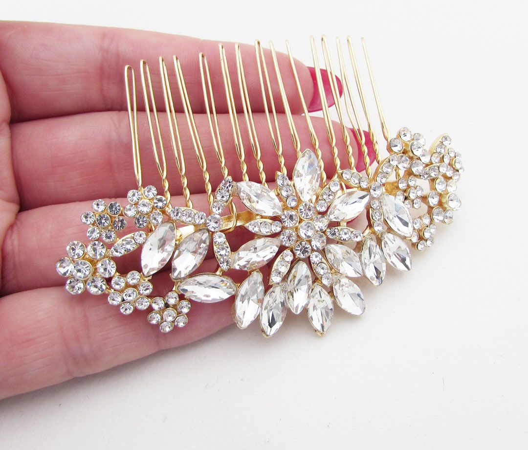 Decorative Hair Comb, Gold Crystal Hair Comb for Bride, Wedding Day ...