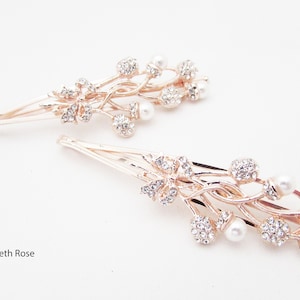 Rose Gold Floral Style Hair Clips, Set of 2 Hair Clips for Bride ...