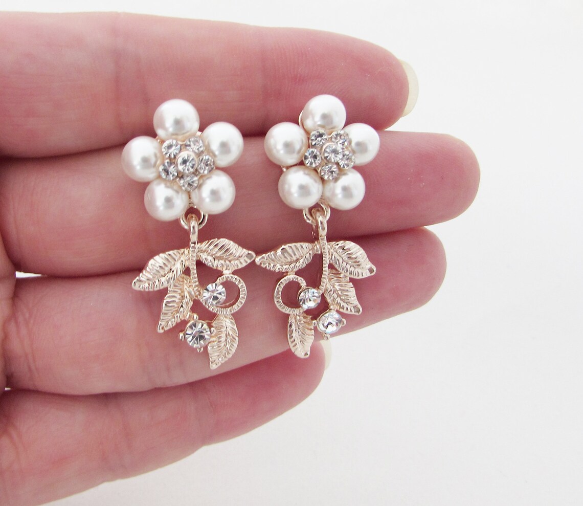 Rose Gold Necklace and Earrings for Wedding Day, Matching Jewellery Set ...