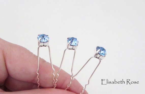 Set of 3 Pale Blue Hair Pins Blue Wedding Hair Pins 3 Hair | Etsy
