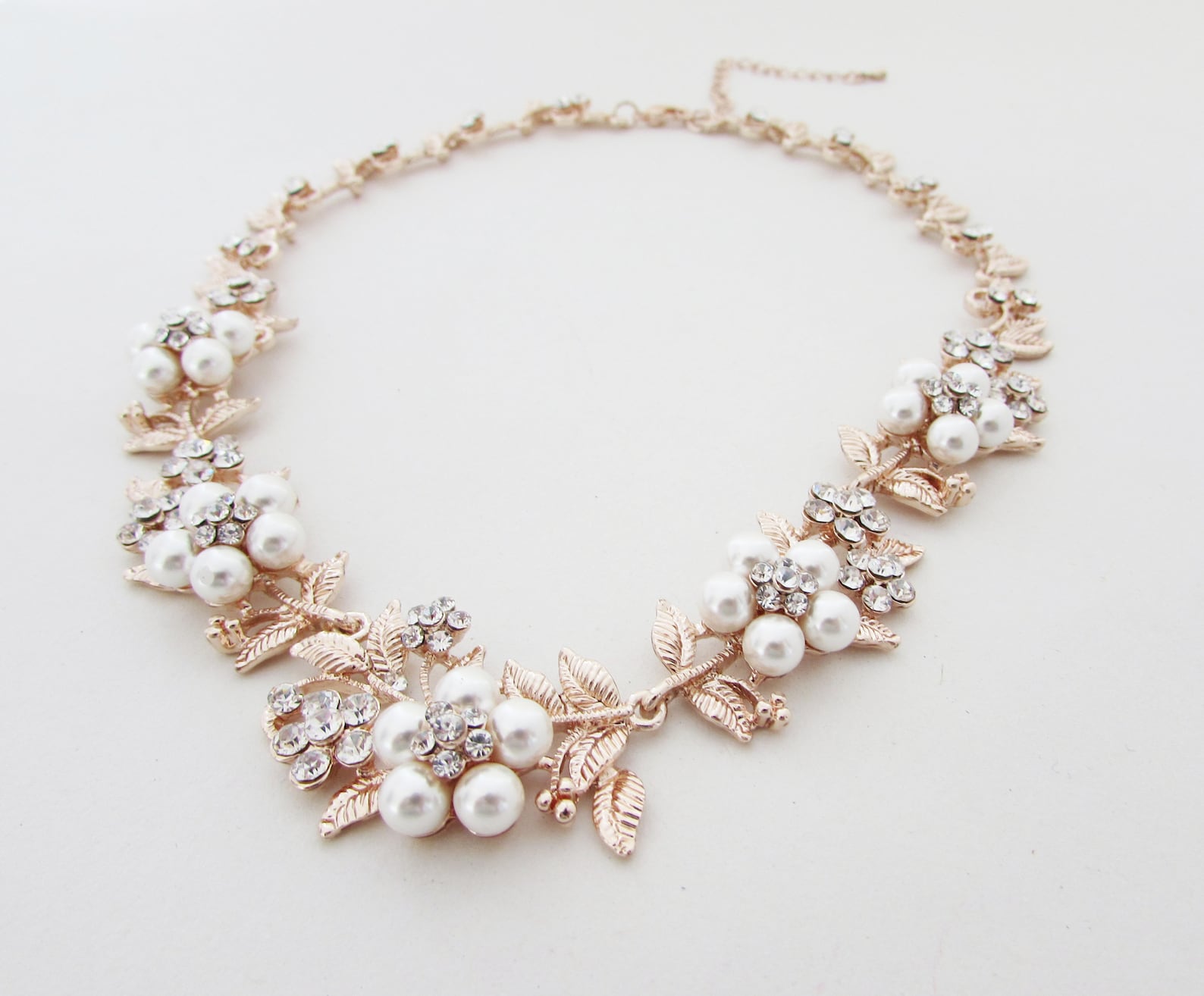 Rose Gold Necklace and Earrings for Wedding Day, Matching Jewellery Set ...