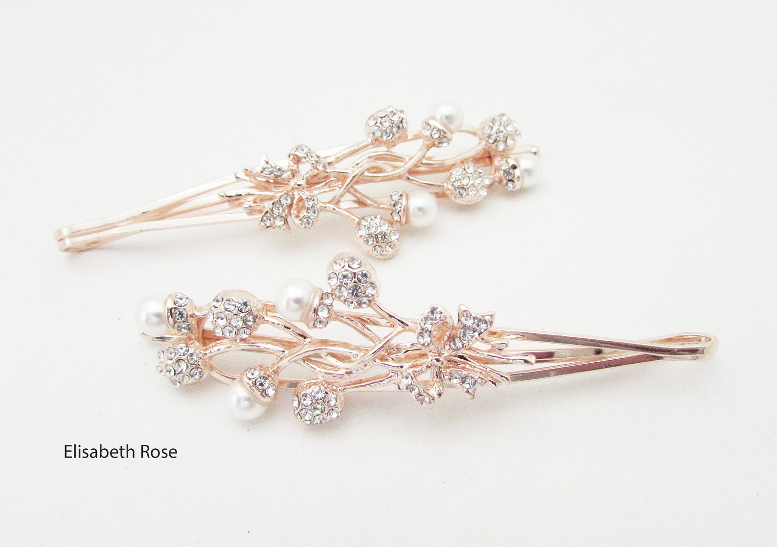 Rose Gold Floral Style Hair Clips Set of 2 Hair Clips for - Etsy
