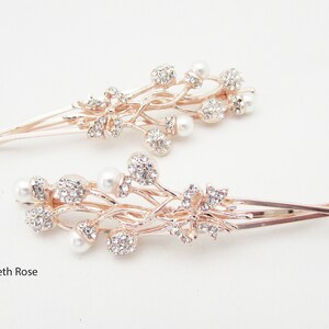Rose Gold Floral Style Hair Clips, Set of 2 Hair Clips for Bride ...