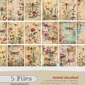 Dragonfly Prints Junk Journal Kit, Dragonflies Digikit Embellishments ...