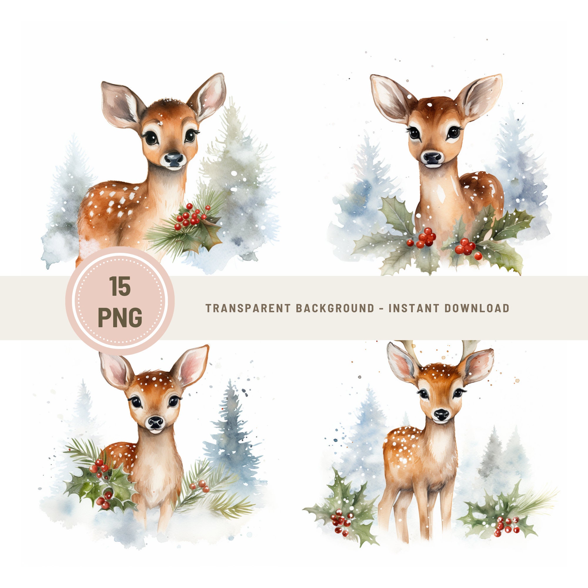 15 PNG Christmas Dear Clipart. Christmas Clipart, Winter Clipart, Book ...