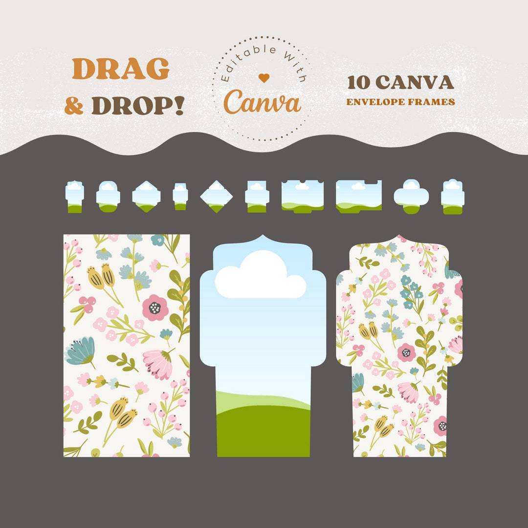 Envelopes Drag & Drop Canva Frame Set, Money Envelope, Holidays ...