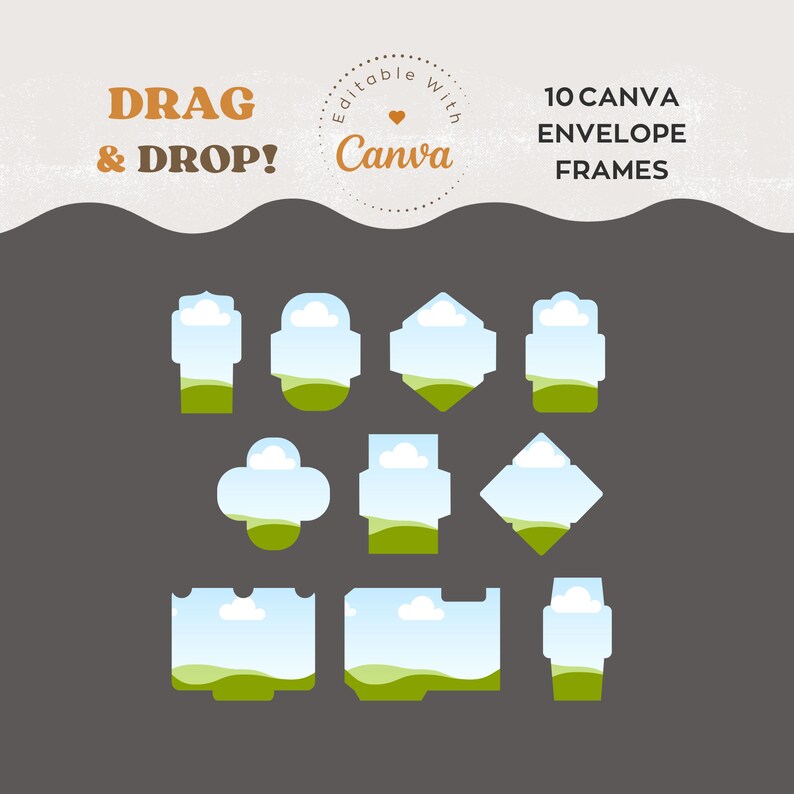 Envelopes Drag & Drop Canva Frame Set, Money Envelope, Holidays ...