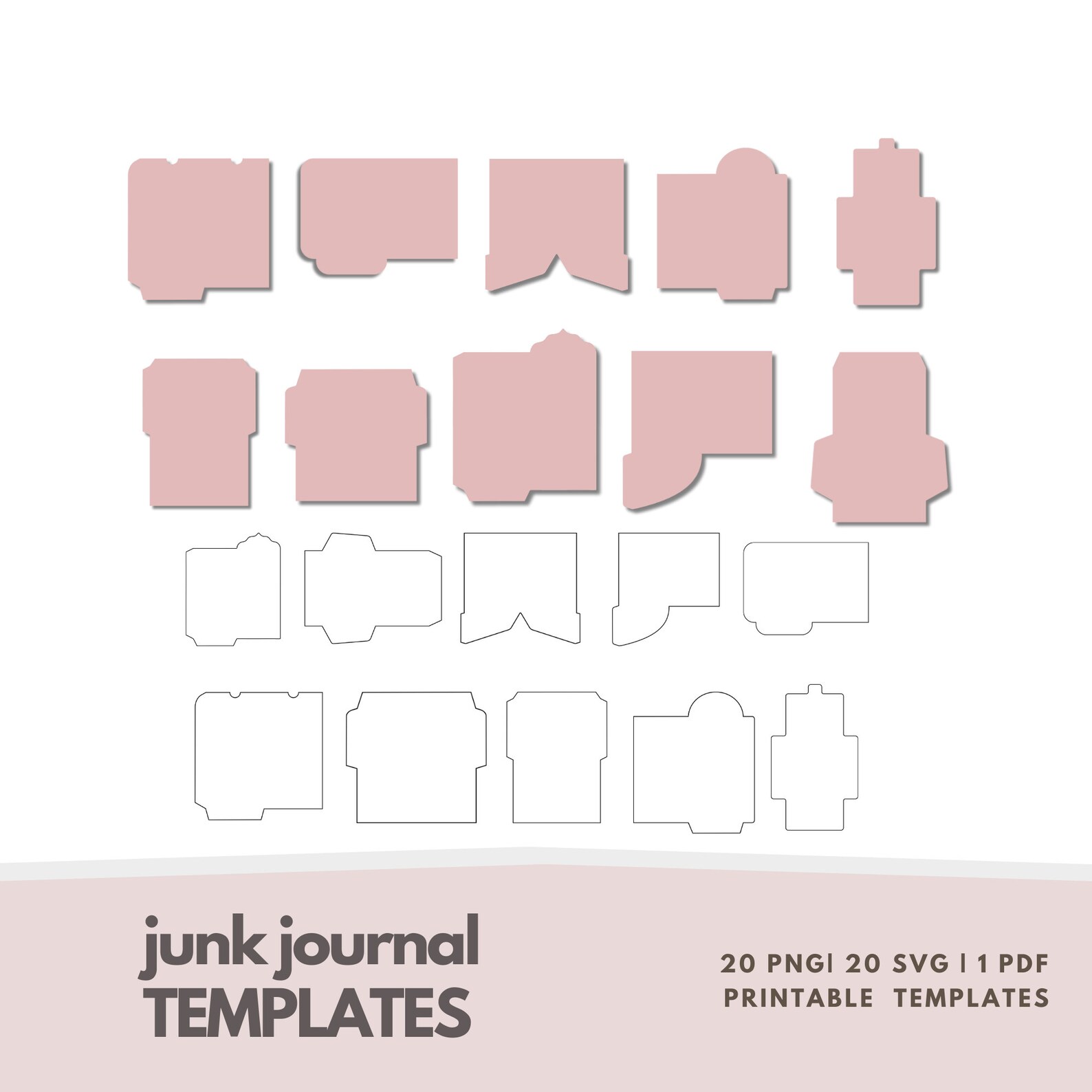 Junk Journal Template Bundle Templates Pockets Template Envelope ...