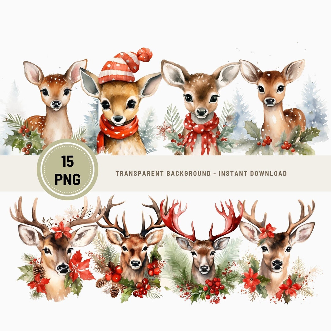 15 PNG Christmas Dear Clipart. Christmas Clipart, Winter Clipart, Book ...