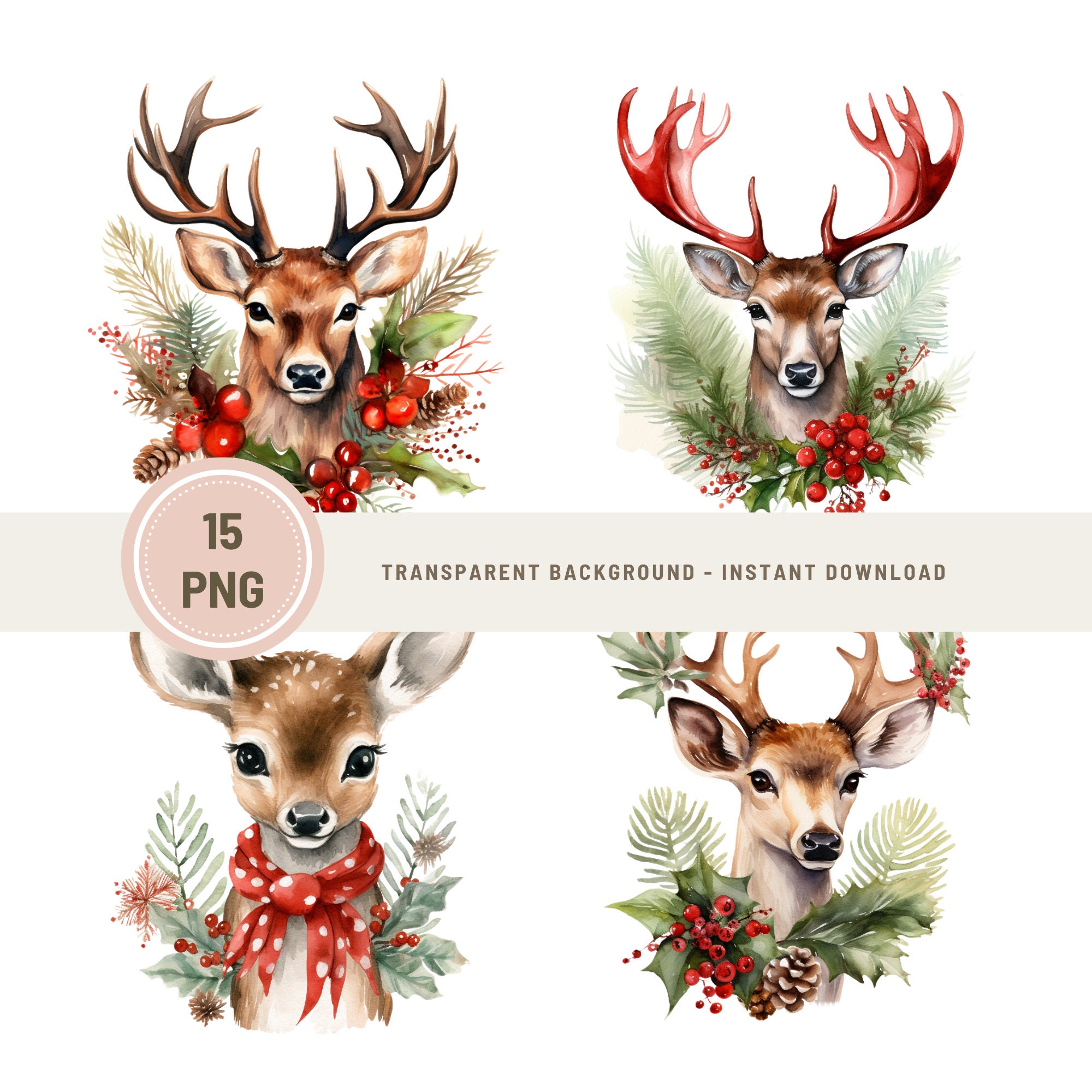 15 PNG Christmas Dear Clipart. Christmas Clipart, Winter Clipart, Book ...