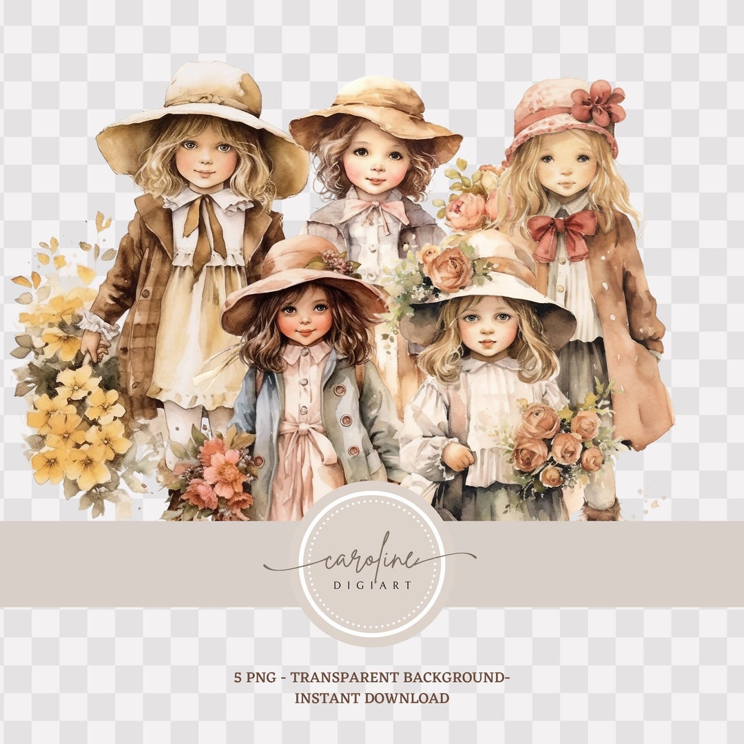 Whimsical Watercolor Image Bundle Beautiful Girls Vintage - Etsy
