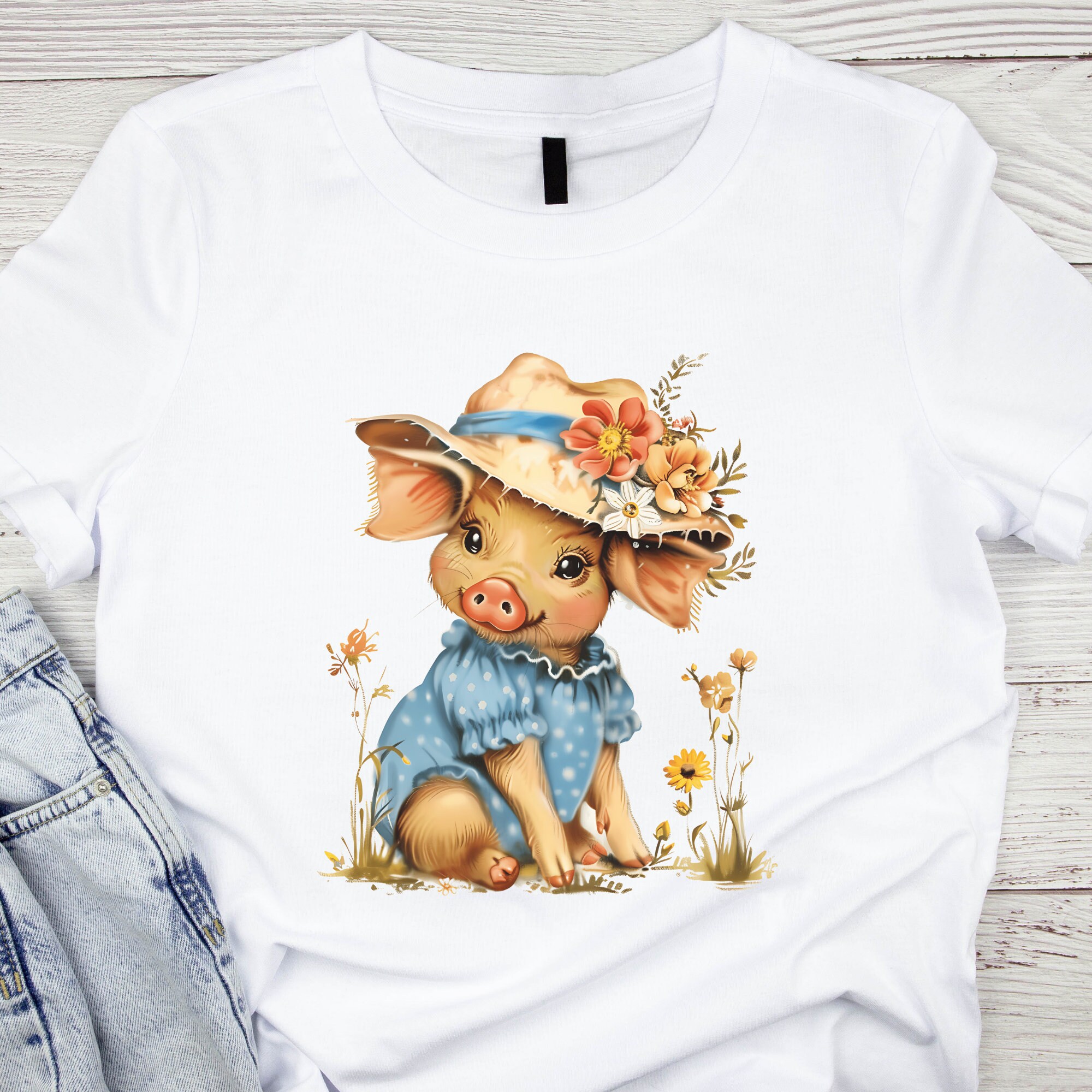 7 PNG Little Baby Pig , Cottage Pig Clipart, Vintage Cute Baby Pig, Png ...