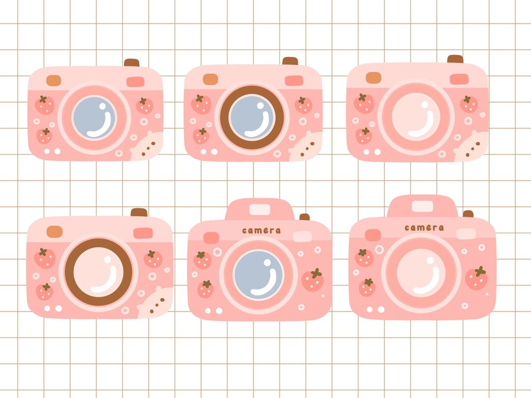 Cute Camera Clipart, Camera Clipart, Kawaii Camera Clipart, Pink ...