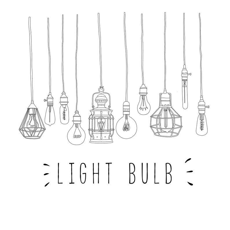 Light Bulb Clipart Light Clipart Bulb Cliparthand Drawn | Etsy