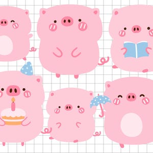 Pig Clipart, Cute Pig Clipart, Kawaii Pigs Clipart, Cute Pig ...