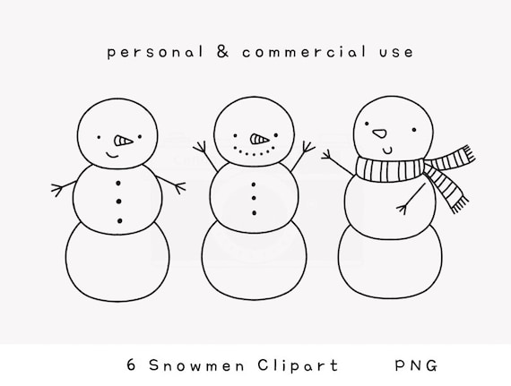 Snowman Clipart Snowmen Clipart Simple Snowman Clipart Hand - Etsy