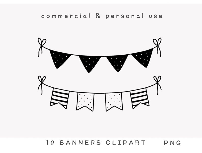 Hand Drawn Bunting Clipart, Bunting Doodle, Banner Doodle, Banner ...