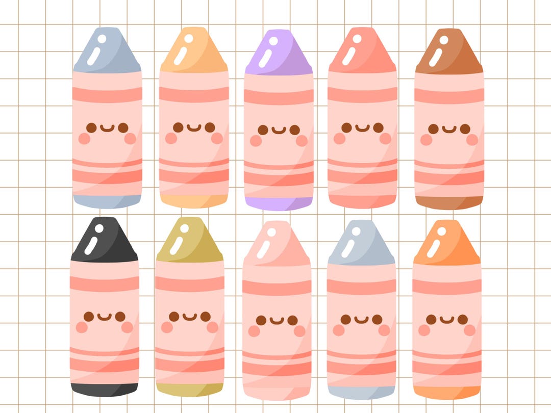 Crayon Clipart, Kawaii Crayon Clipart, Pastel Crayon Clipart, Cute Art ...