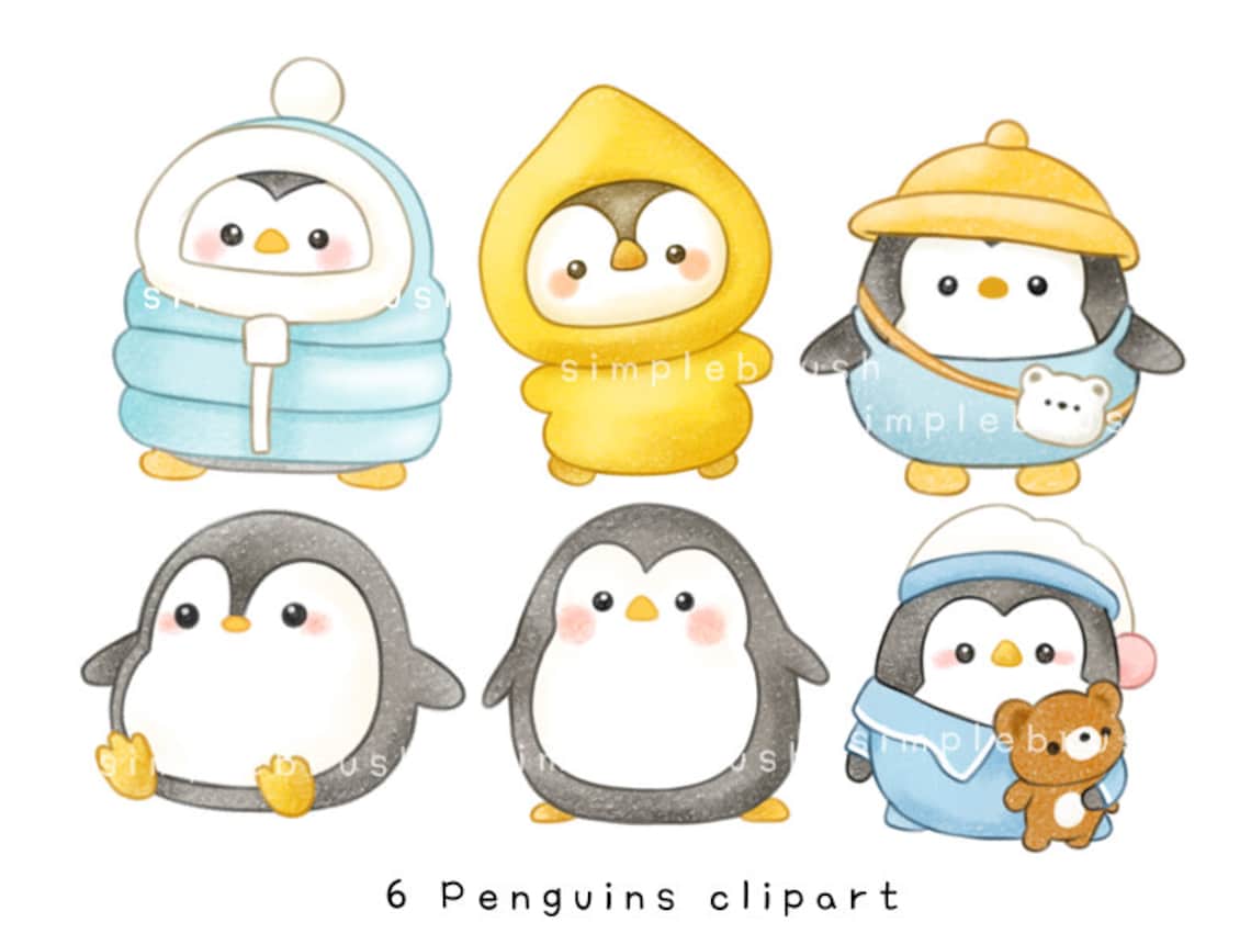 Penguins Clipart, Penguin Clipart, Hand Drawn Penguin, Arctic Animal ...