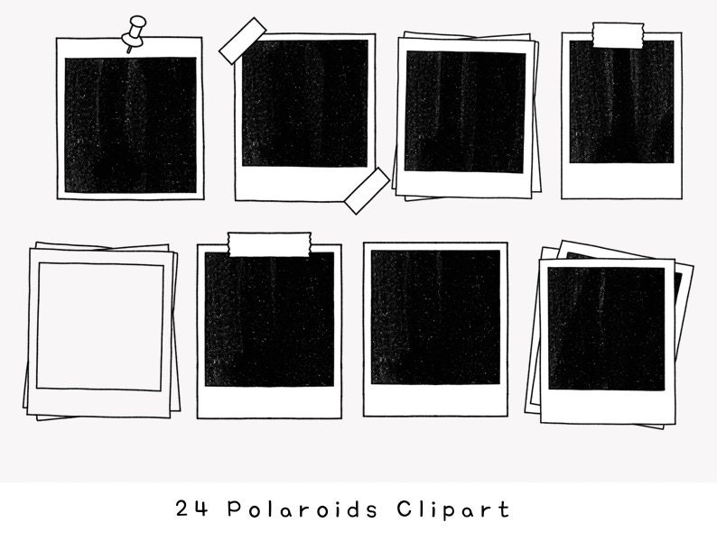 Polaroids Clipart, Frames Clipart, Frames, Hand Drawn Frames, Frame ...