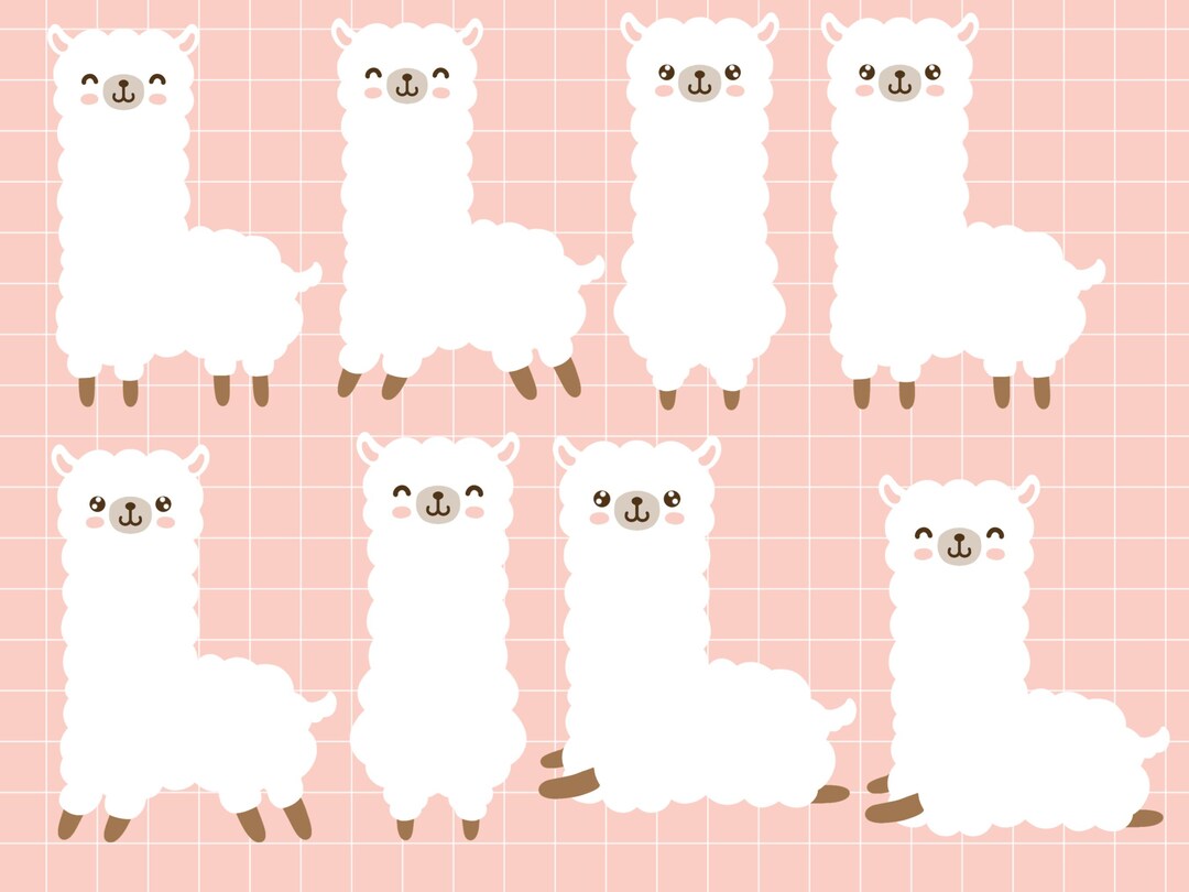 Cute Llama Clipart, Alpaca Clipart, Cartoon Llama Clipart, Cute Animal ...