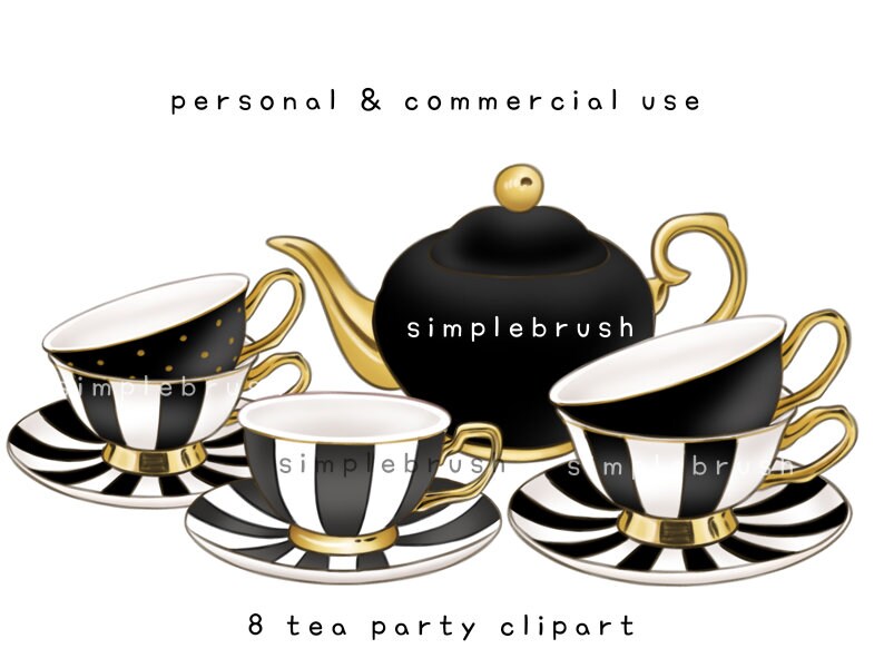Tea Party Clipart Teacups Clipart Teapot Clipart Teacup - Etsy