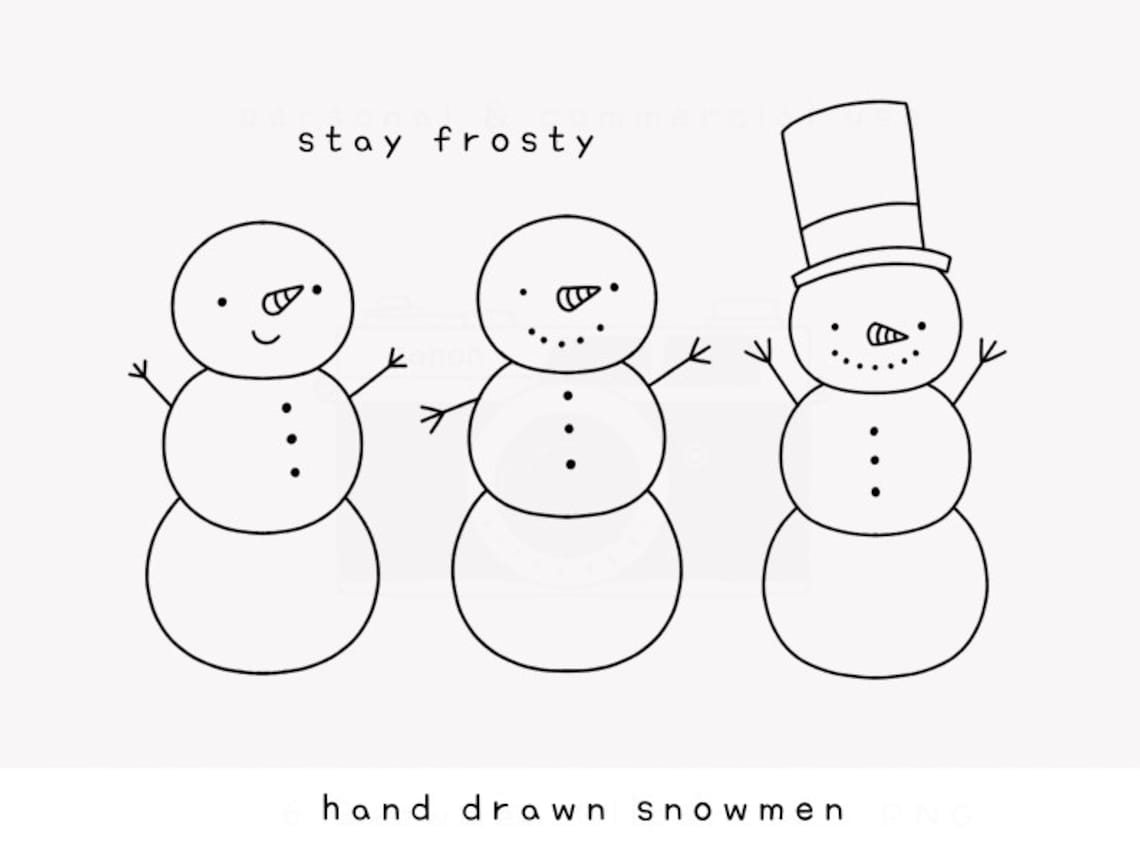 Snowman Clipart Snowmen Clipart Simple Snowman Clipart Hand - Etsy